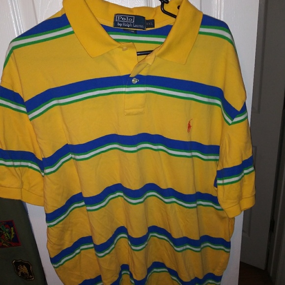 Polo Ralph Lauren | Shirts | Mens Multi Colored Polo Shirt Yellow Blue ...